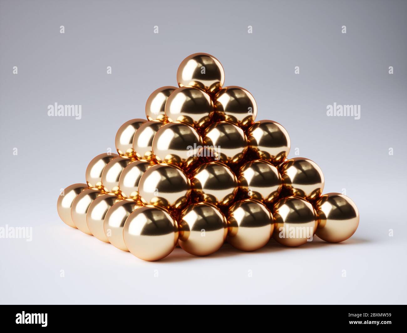 Sphere gold ball pyramid. Business leadership success concept. 3d ...