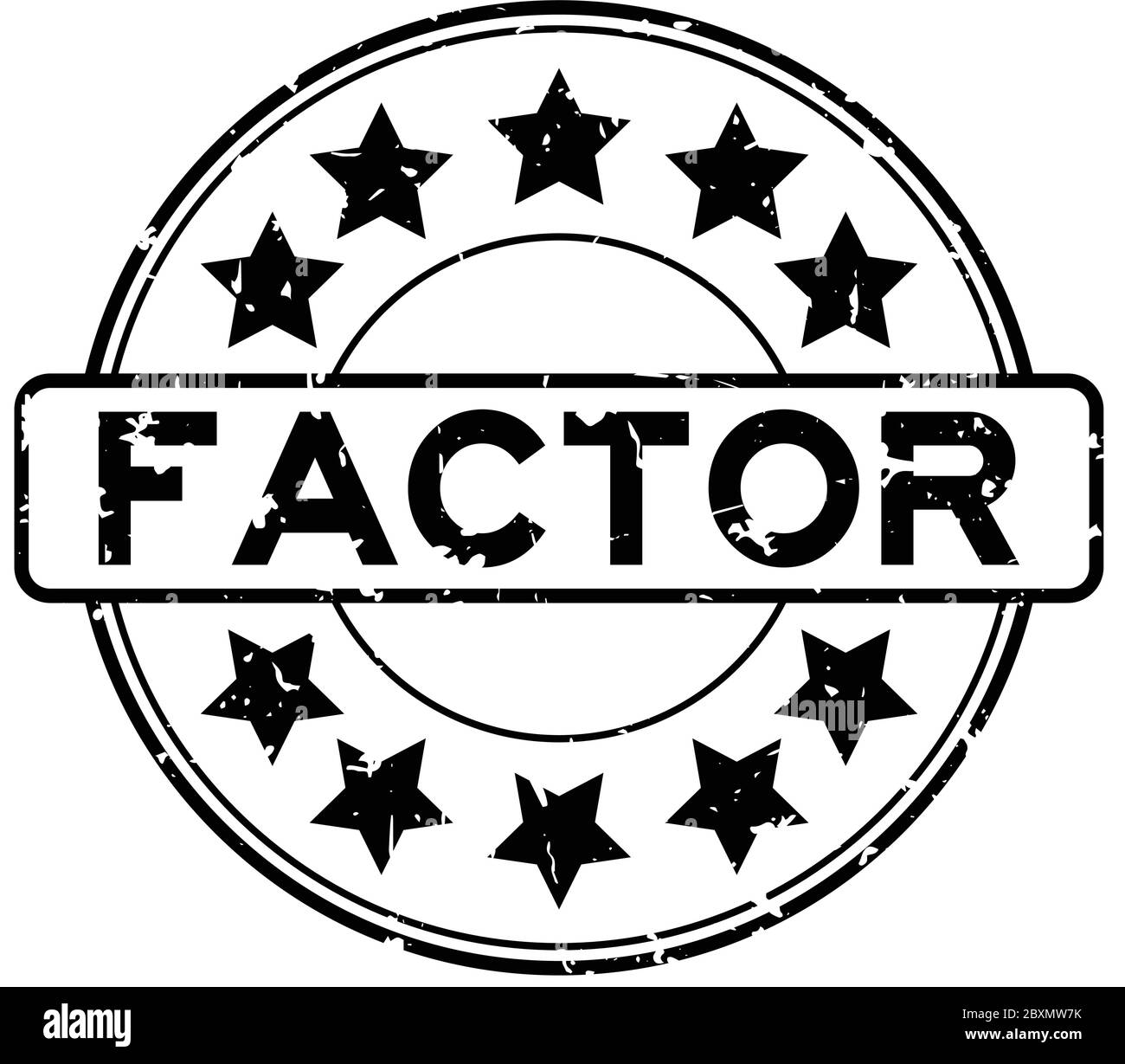 Grunge black factor word with star icon round rubber seal stamp on ...