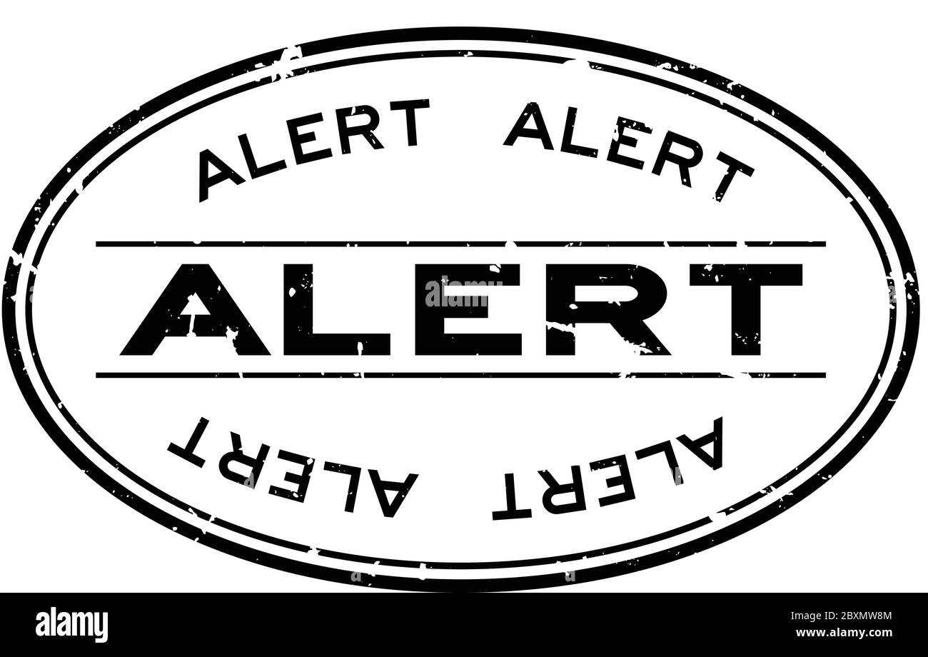 Grunge black alert word oval rubber seal stamp on white background ...