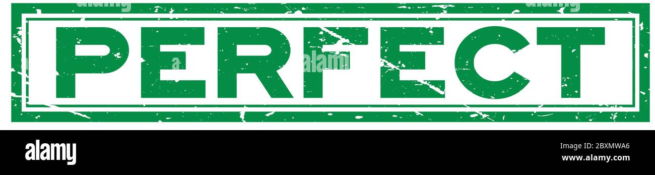 Grunge green perfect word square rubber seal stamp on white background ...