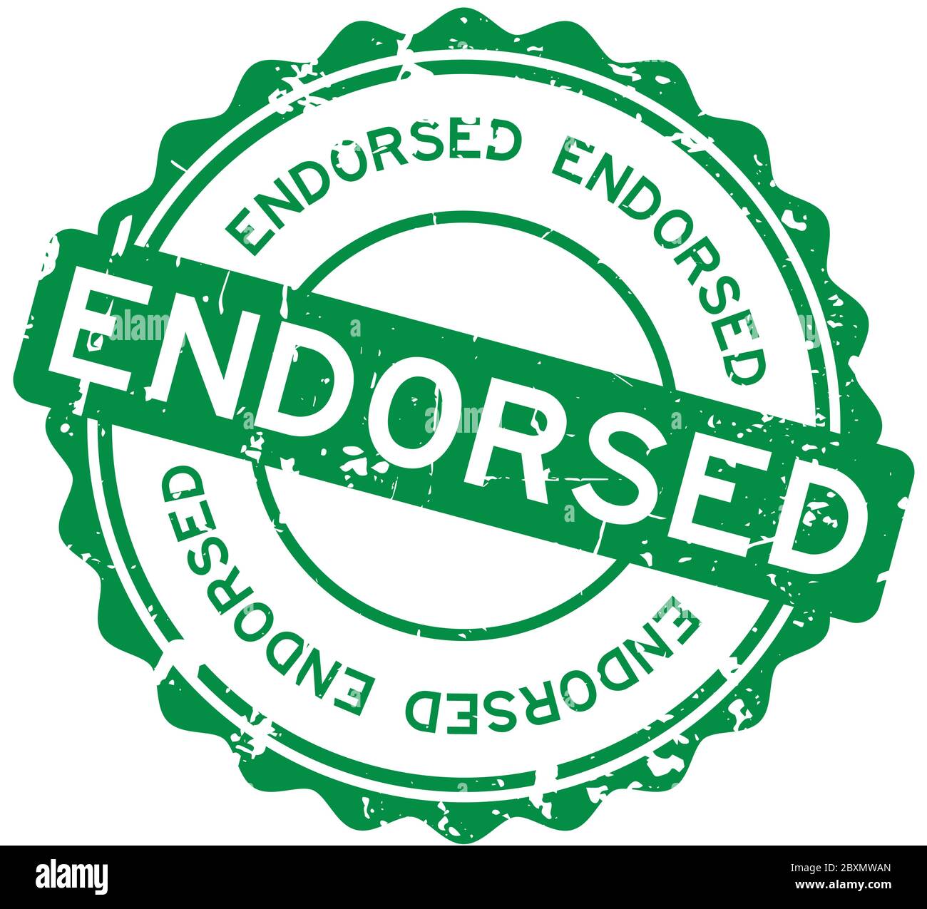 Grunge green endorsed word round rubber seal stamp on white background ...