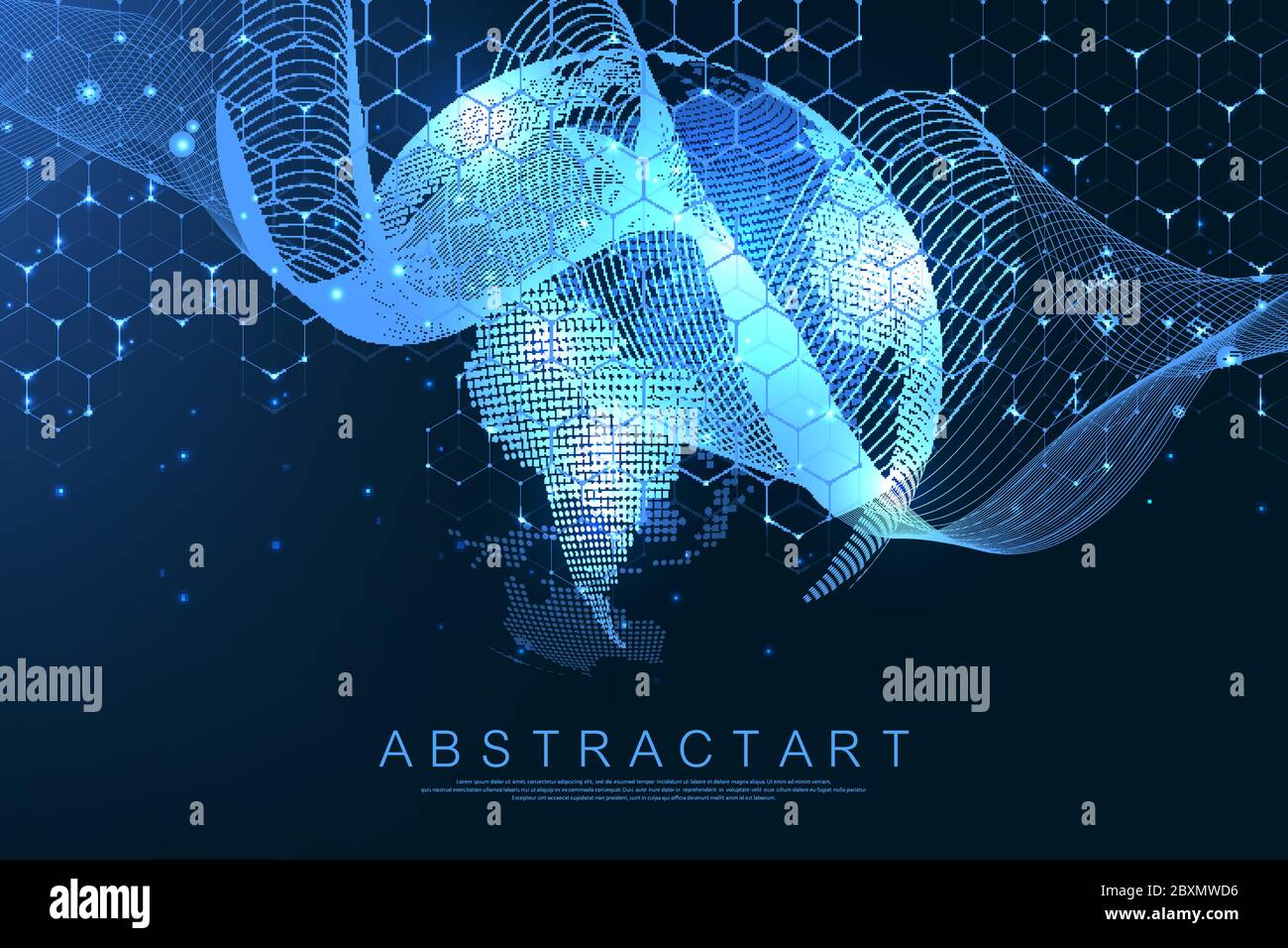 Global network connection concept. Big data visualization. Social ...