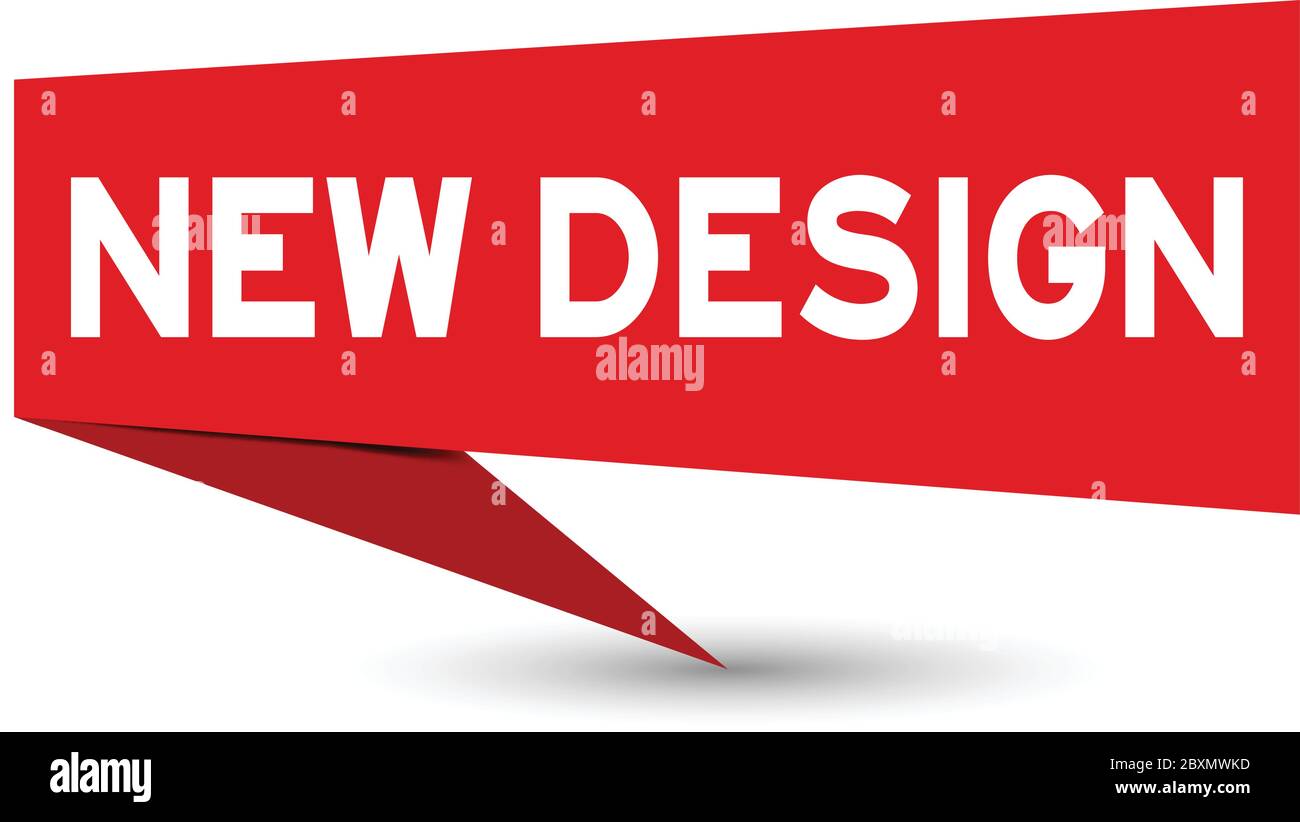 Red paper speech banner with word new design on white background ...