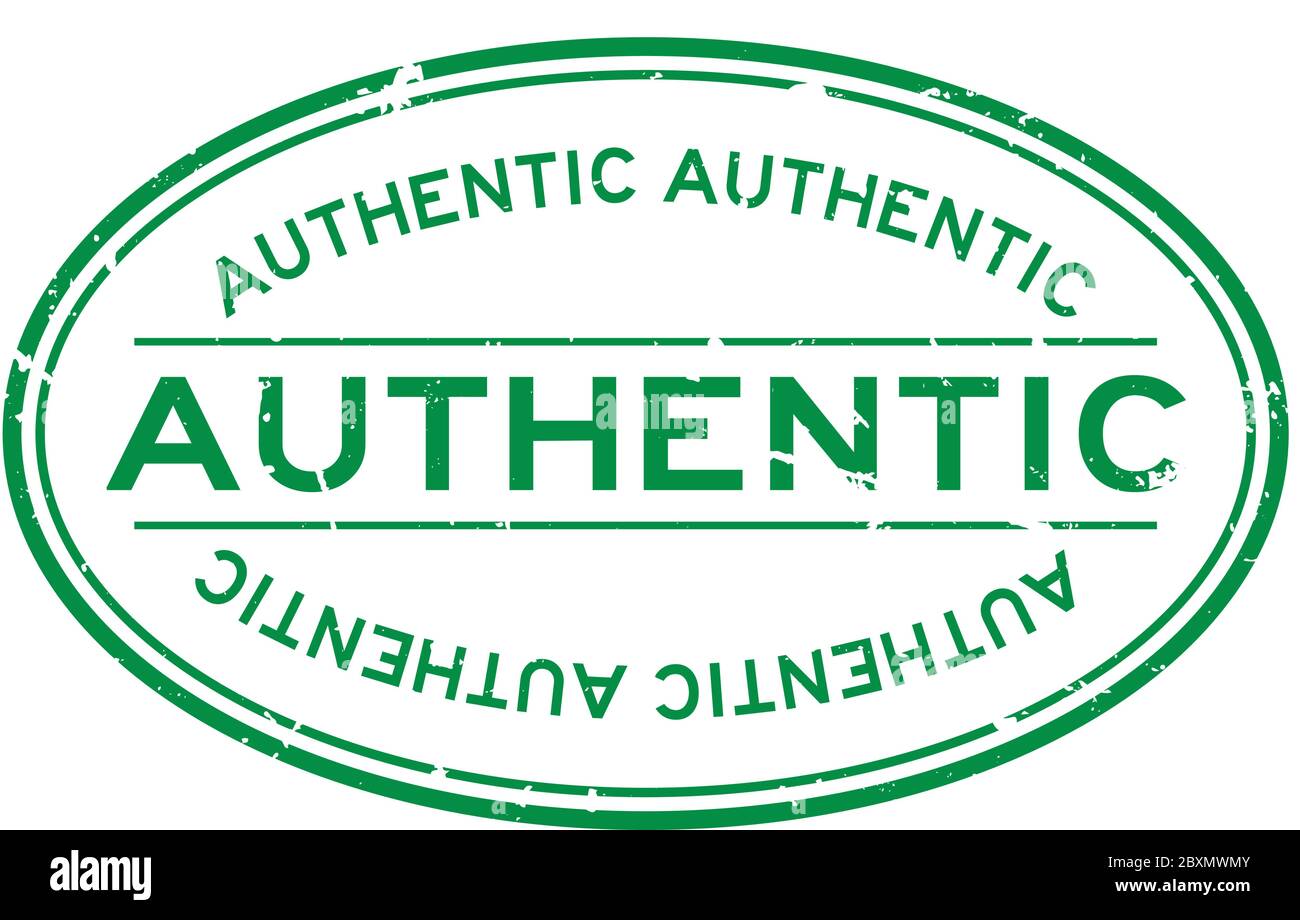 Grunge green authentic word oval rubber seal stamp on white background ...