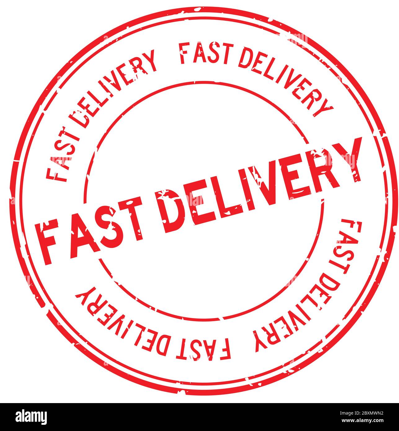 Grunge red fast delivery word round rubber seal stamp on white background Stock Vector Image ...