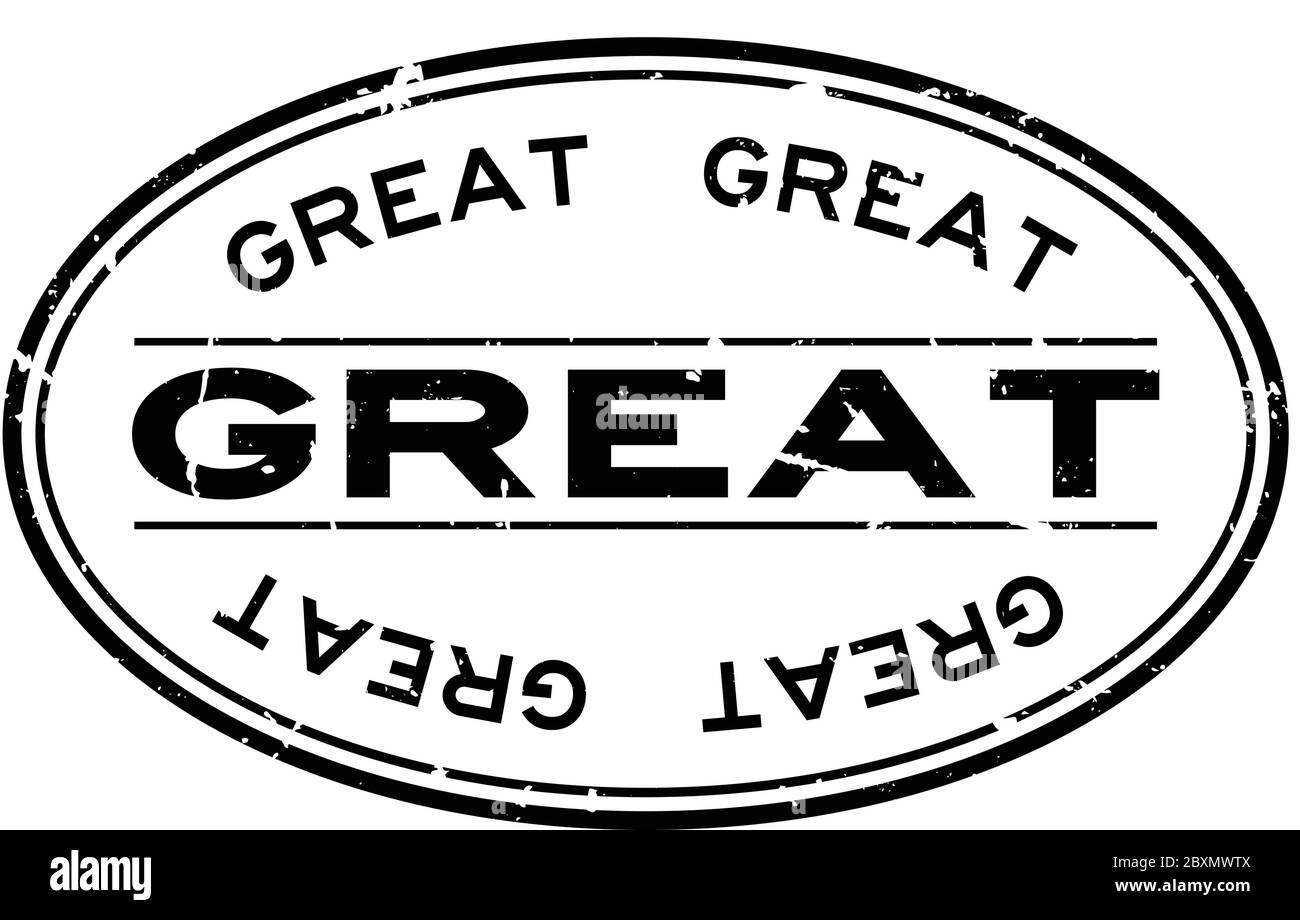 Grunge black great word oval rubber seal stamp on white background ...