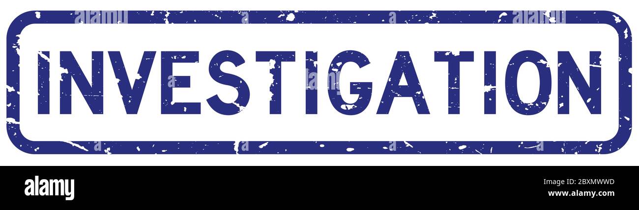 Grunge blue investigation word rubber seal stamp on white background ...
