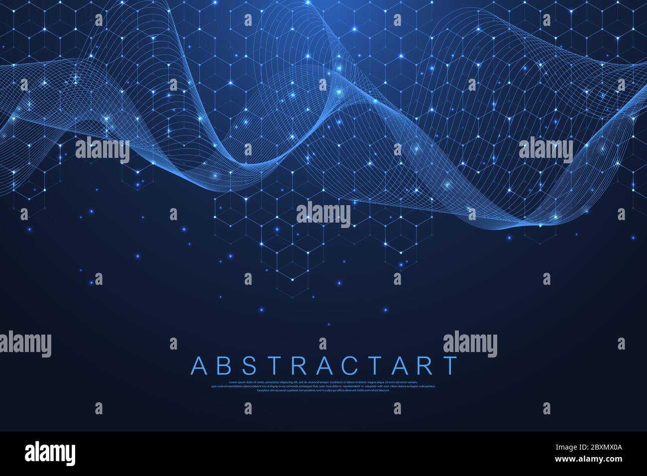 Technology abstract lines and dots connect background with hexagons. Hexagon grid. Hexagons ...