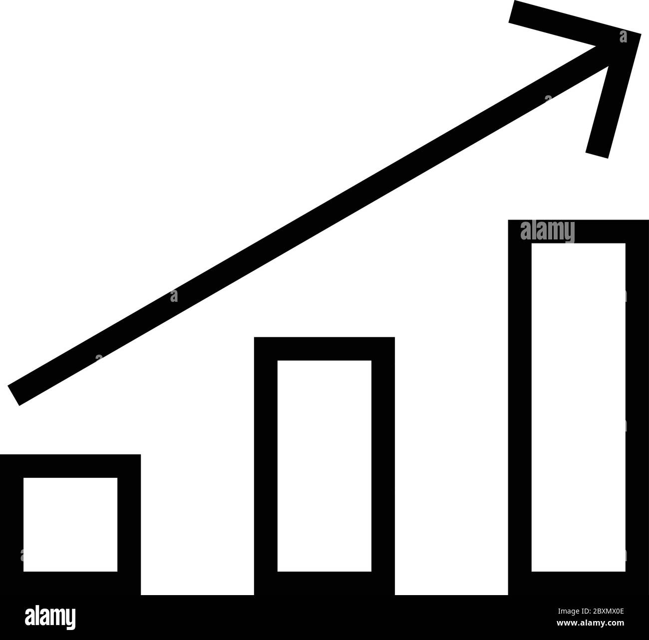 Icon of upward arrow with bar chart shape on white background Stock ...