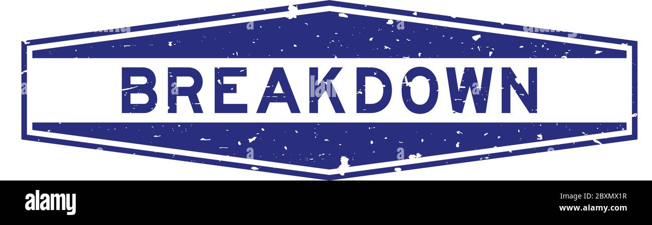 Grunge blue breakdown word hexagon rubber seal stamp on white background Stock Vector Image ...