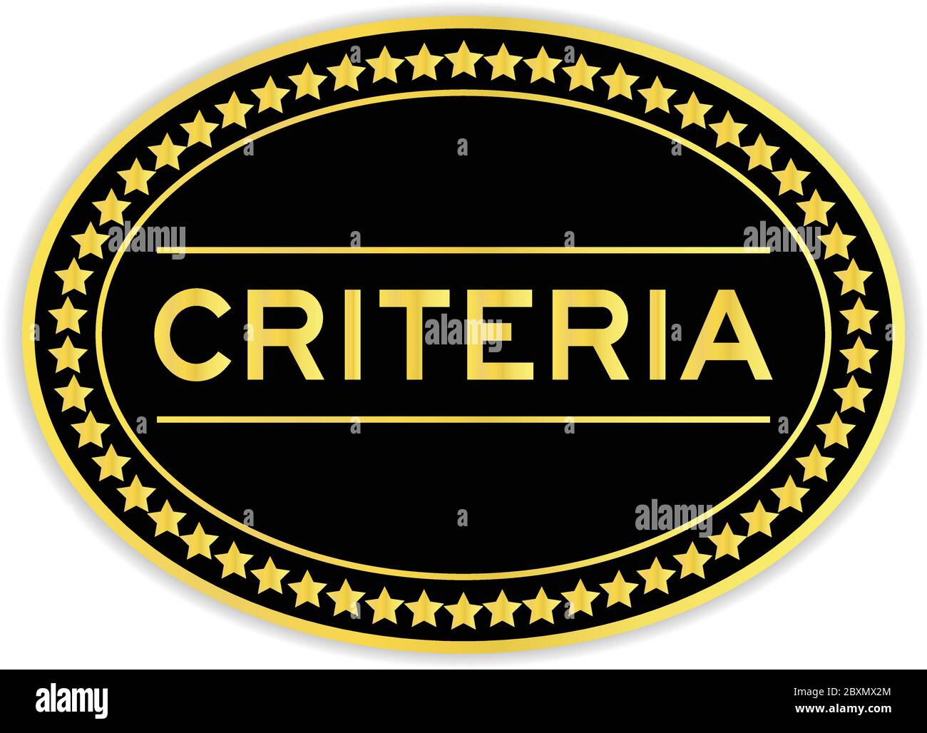 Black and gold color sticker in word criteria on white background Stock ...