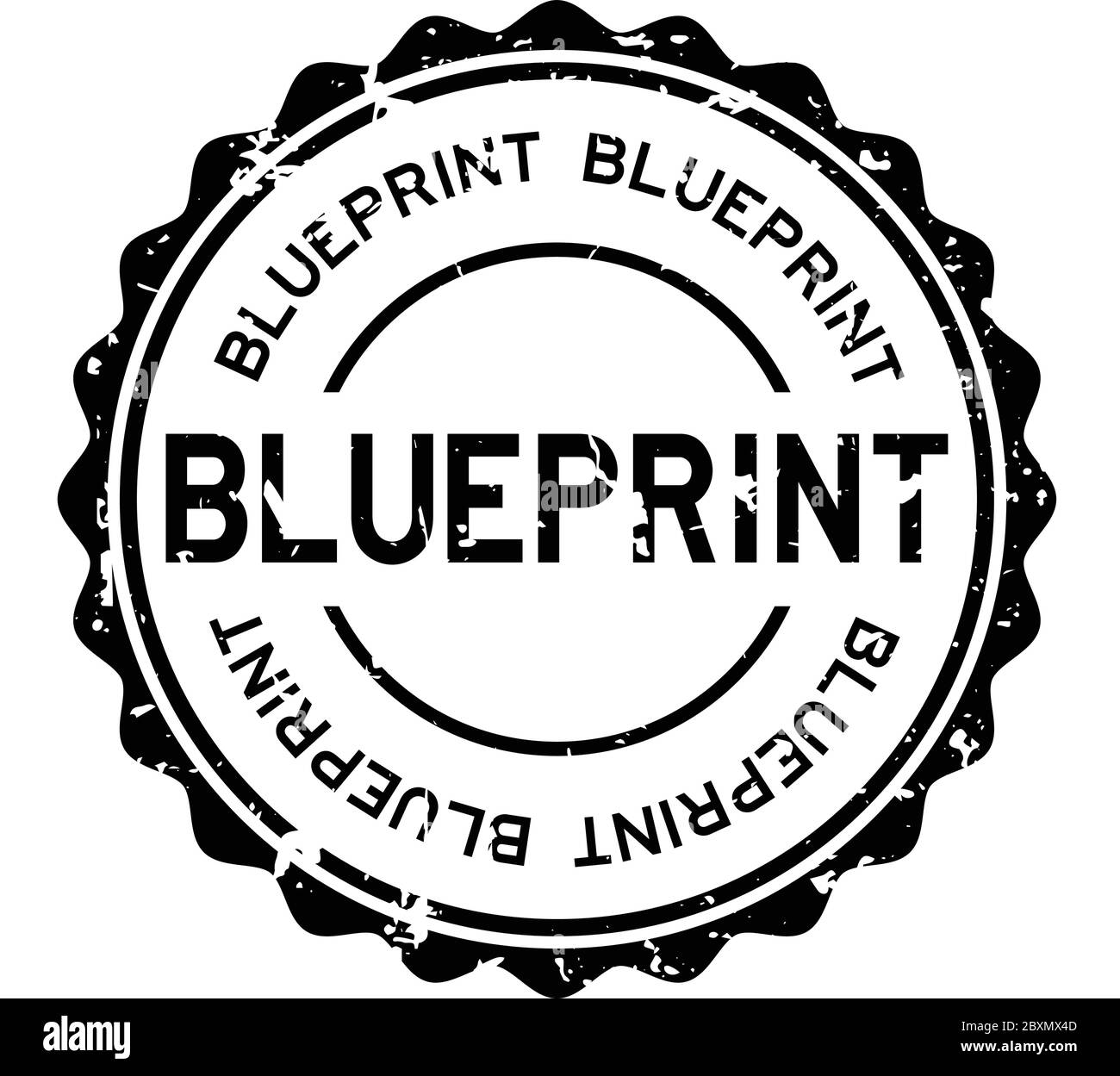Grunge black blueprint word round rubber seal stamp on white background ...