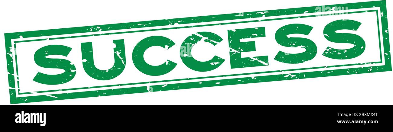 Grunge green success word square rubber seal stamp on white background ...