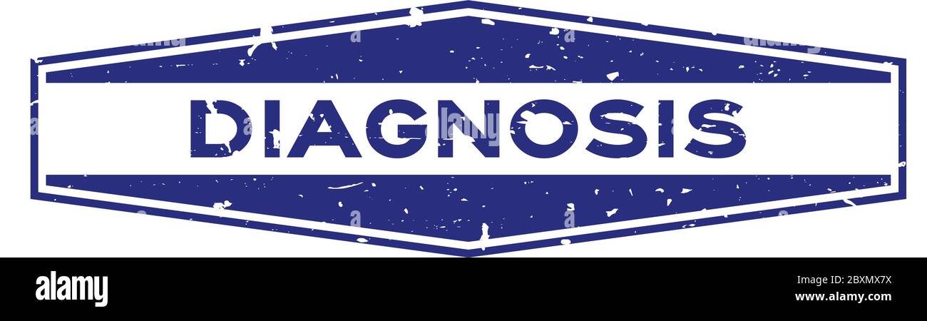 Grunge blue diagnosis word hexagon rubber seal stamp on white background Stock Vector Image ...