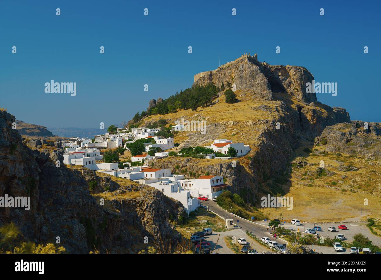 Acropolis in the ancient greek town Lindos, Rhodes island, Greece in ...