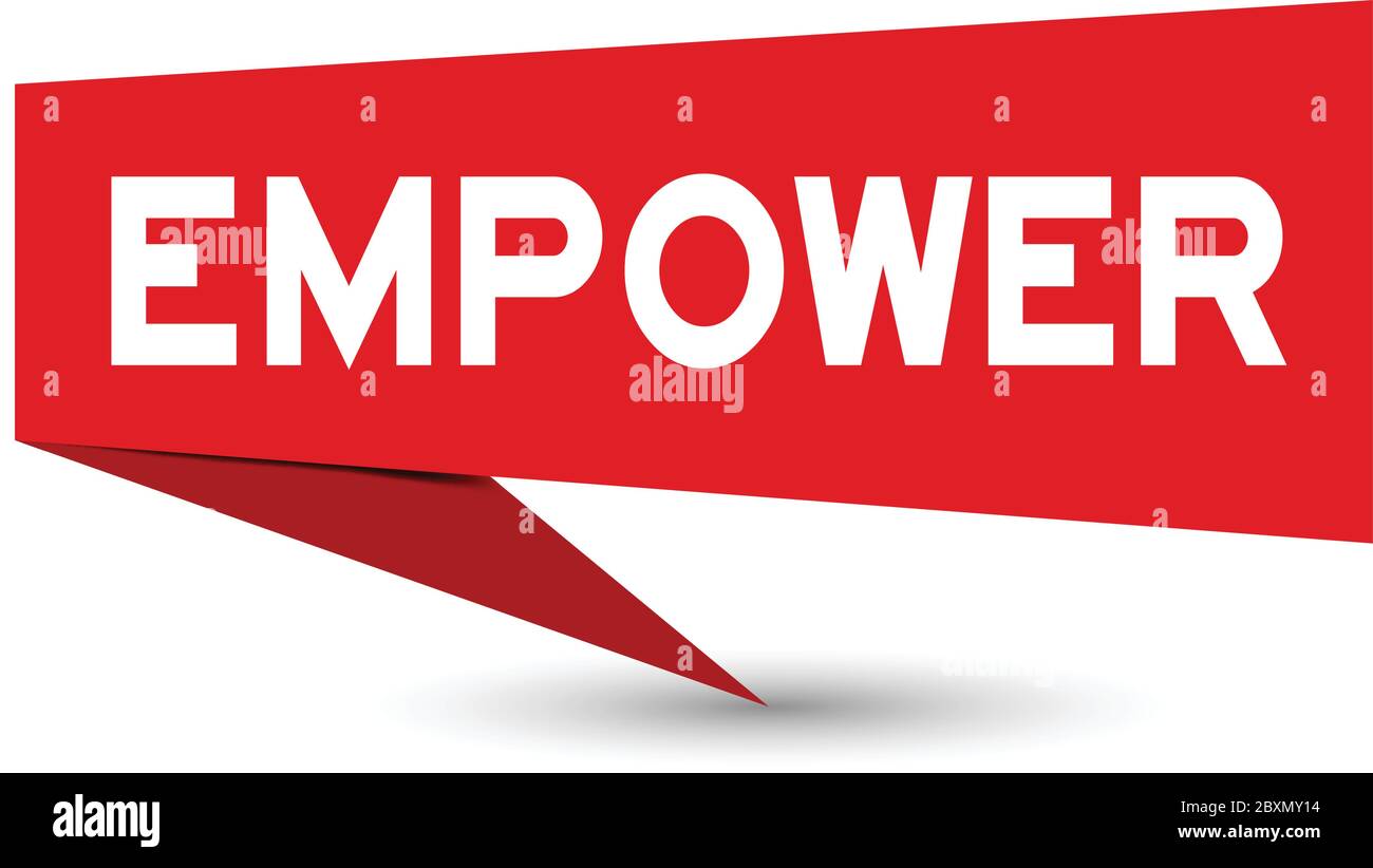 Red paper speech banner with word empower on white background (Vector ...