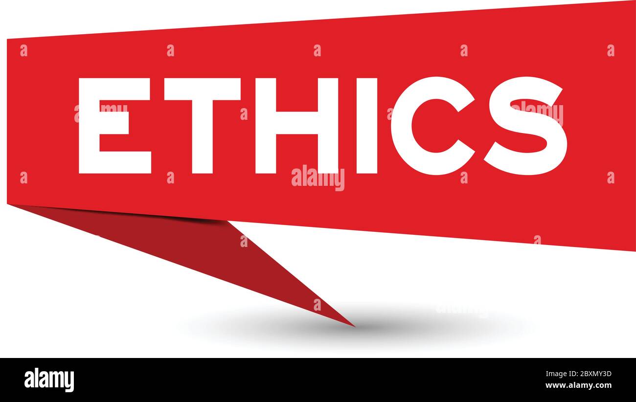 Red paper speech banner with word ethics on white background (Vector ...