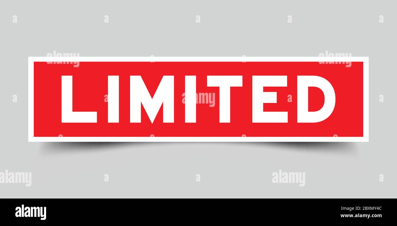 Red color label sticker in word limited on gray background Stock Vector ...