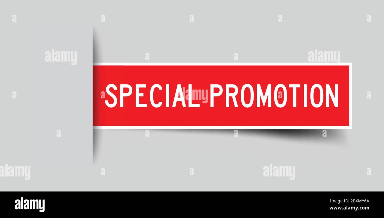 Square seal red color sticker in word special promotion insert on gray ...
