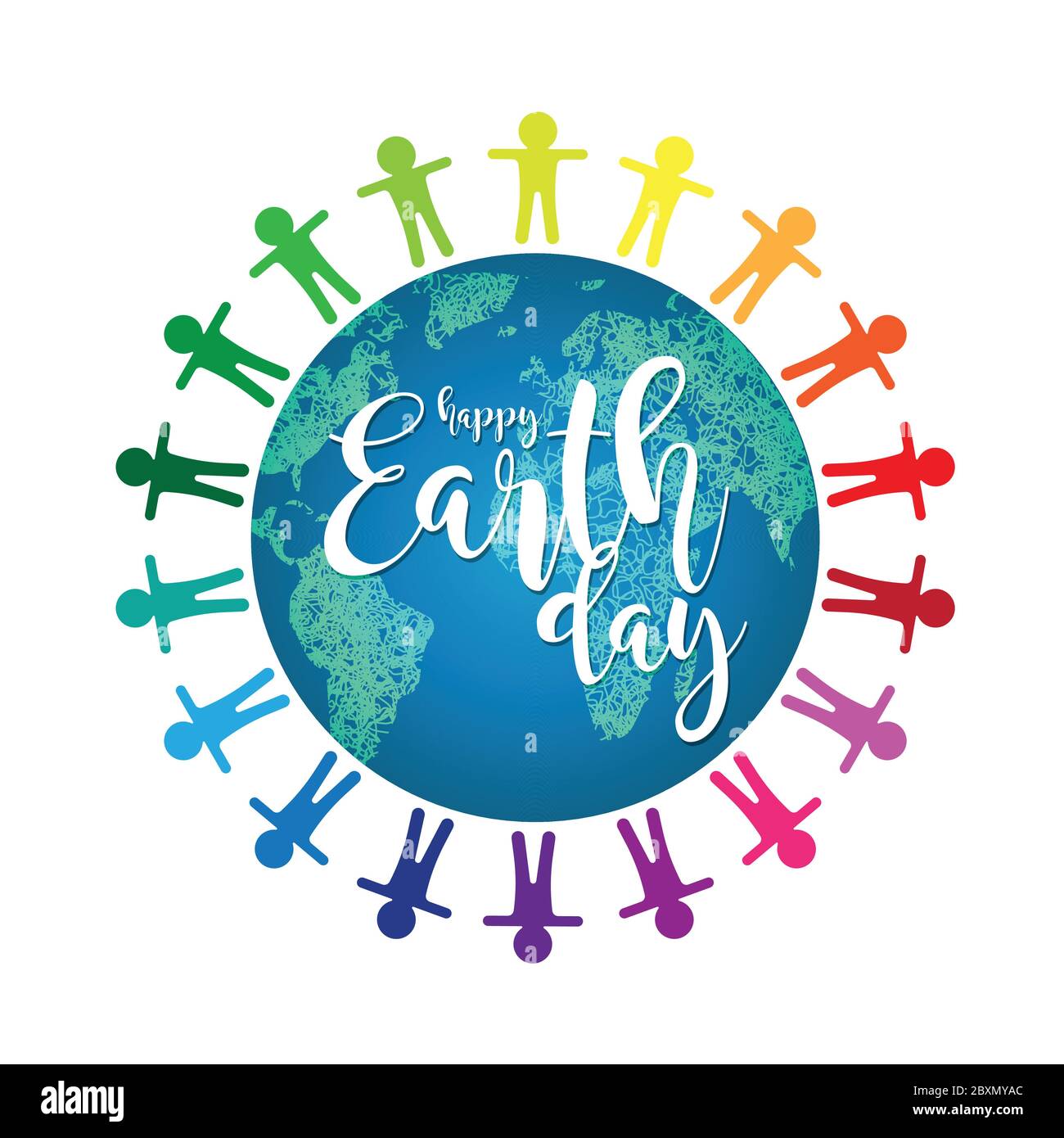 Earth day concept around the world with people vector illustration for ...