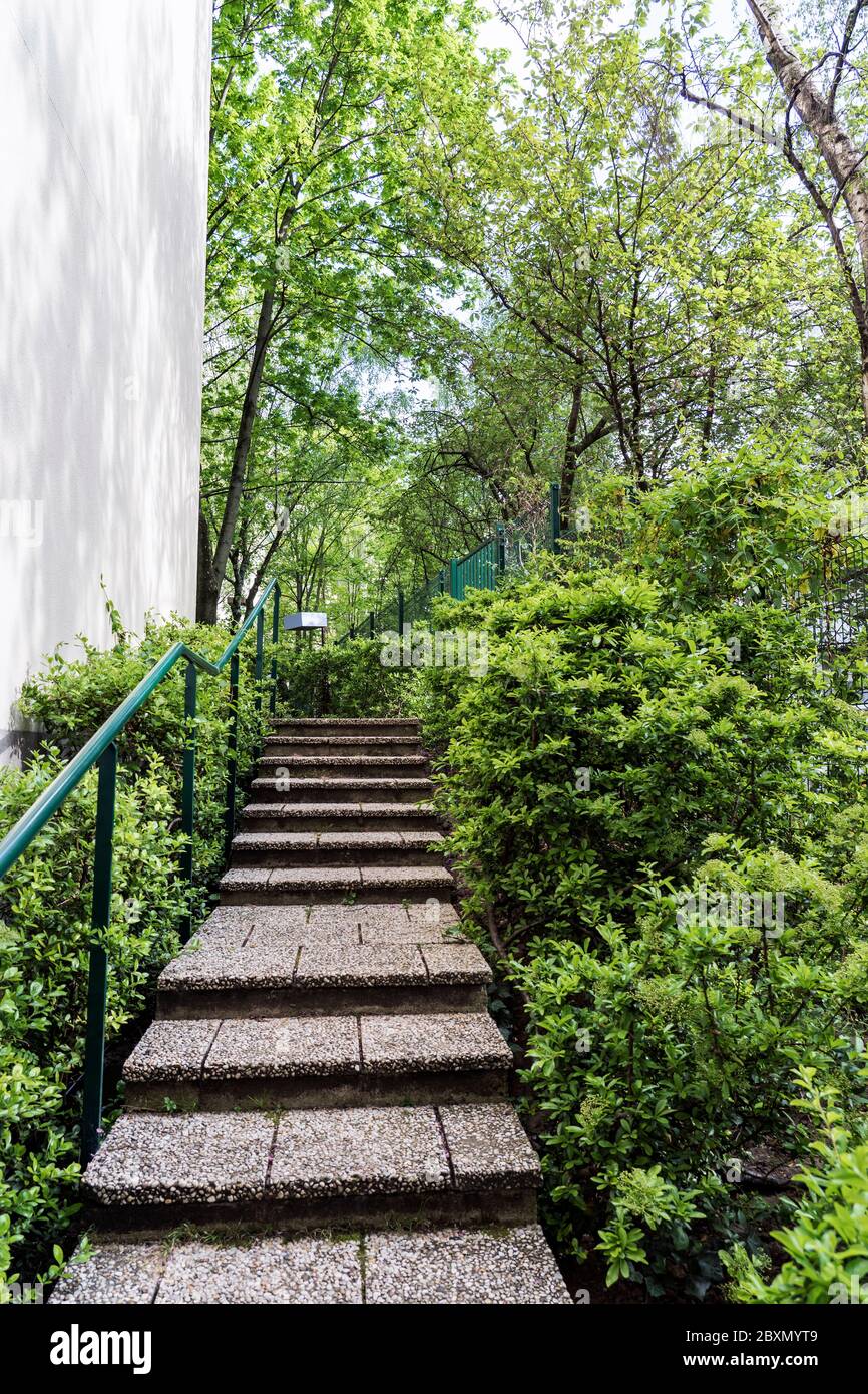 Residence garden stairs at spring Stock Photo - Alamy