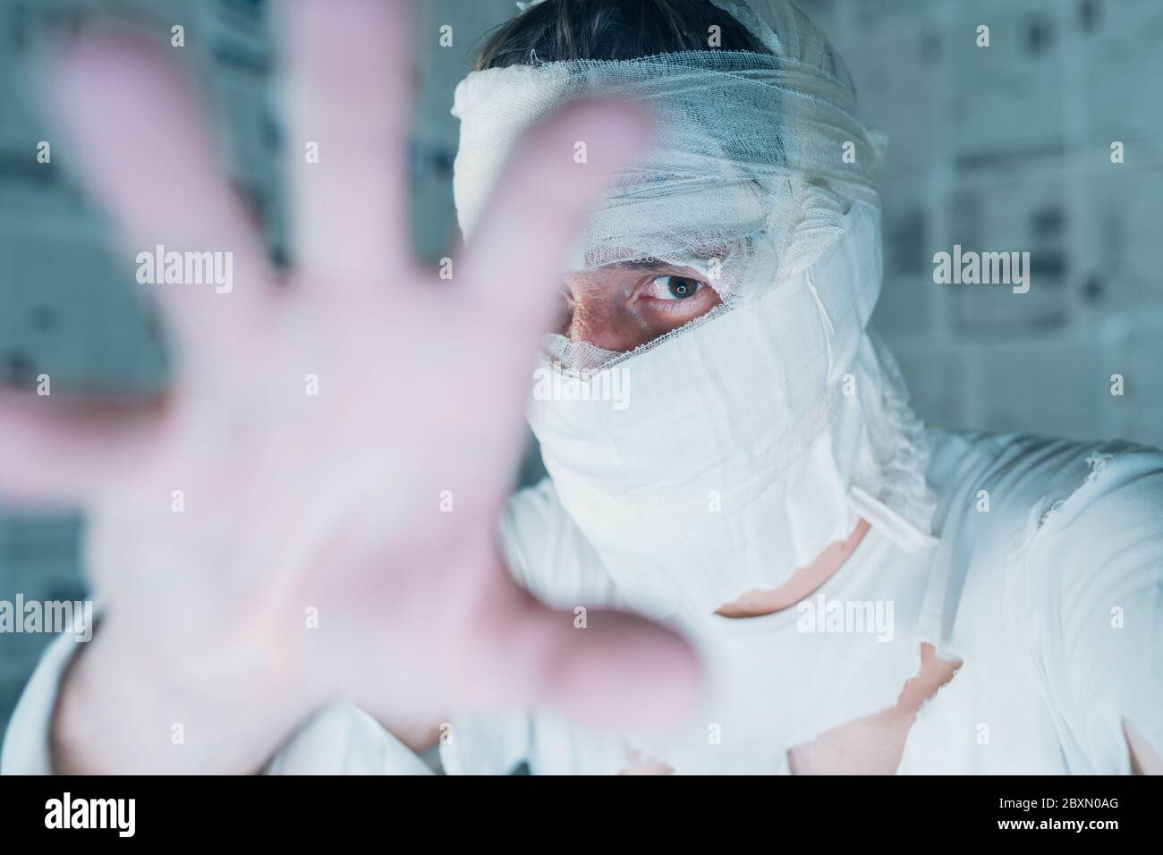 Victim of tabloid journalism and fake news infodemic, conceptual image ...