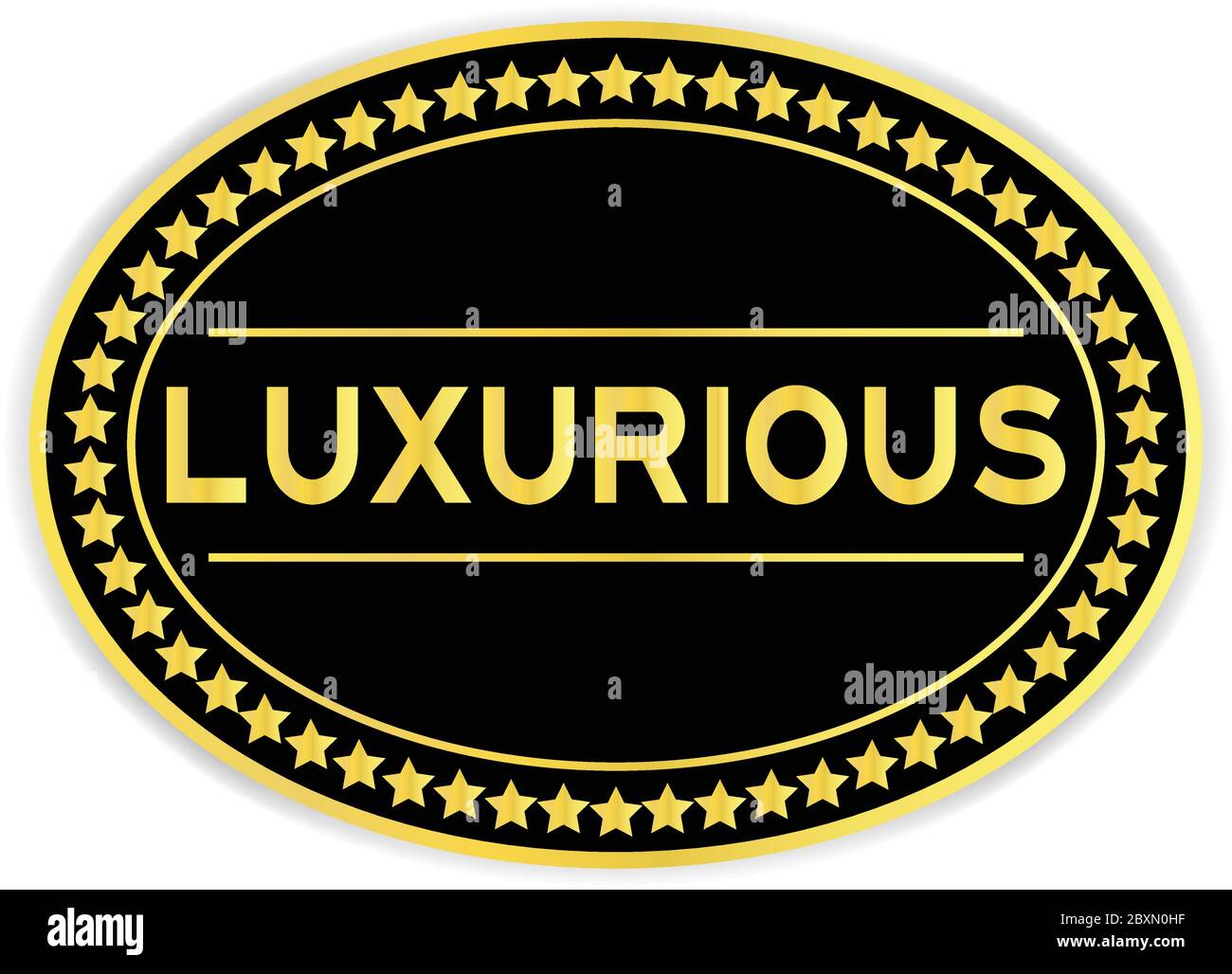 Black and gold color sticker in word luxurious on white background ...