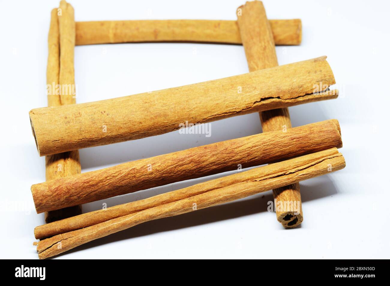 Fragrant cinnamon sticks isolated on white background without shadow ...