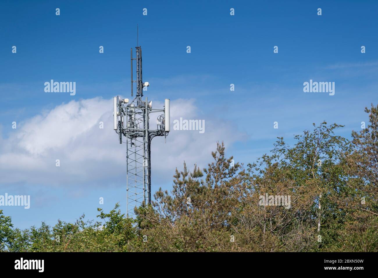 Mobile phone tranmission mast in the countryside, Scotland, UK Stock ...