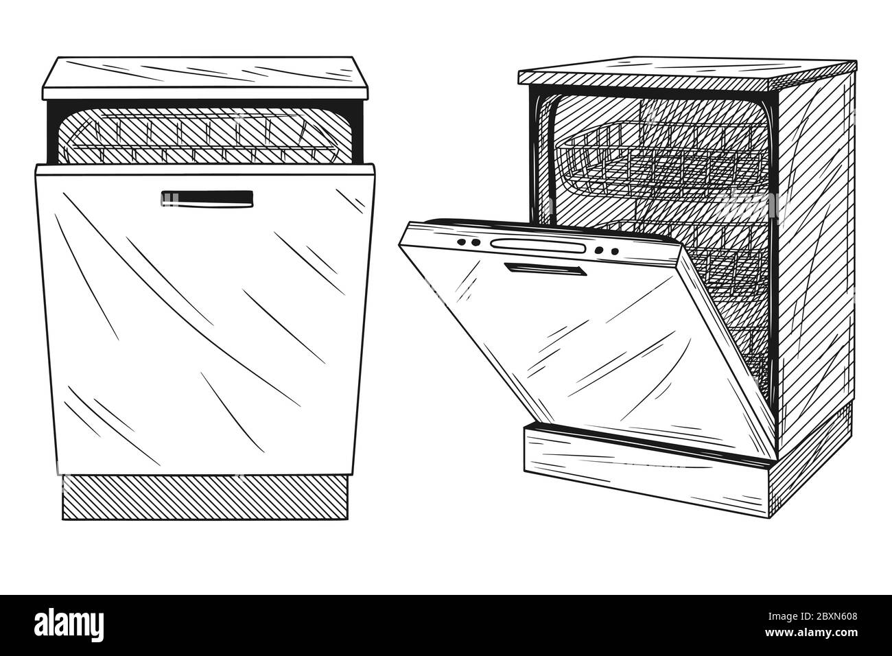 Dishwasher isolated on white background. Vector illustration of a ...