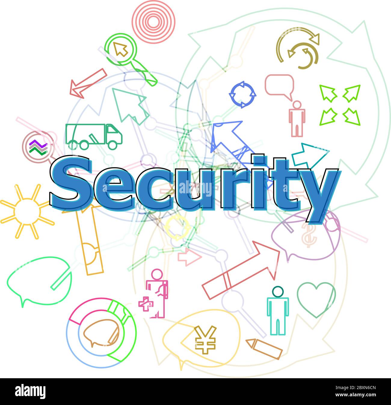 Text Security. Protection concept . Simple infographics thin line icons ...