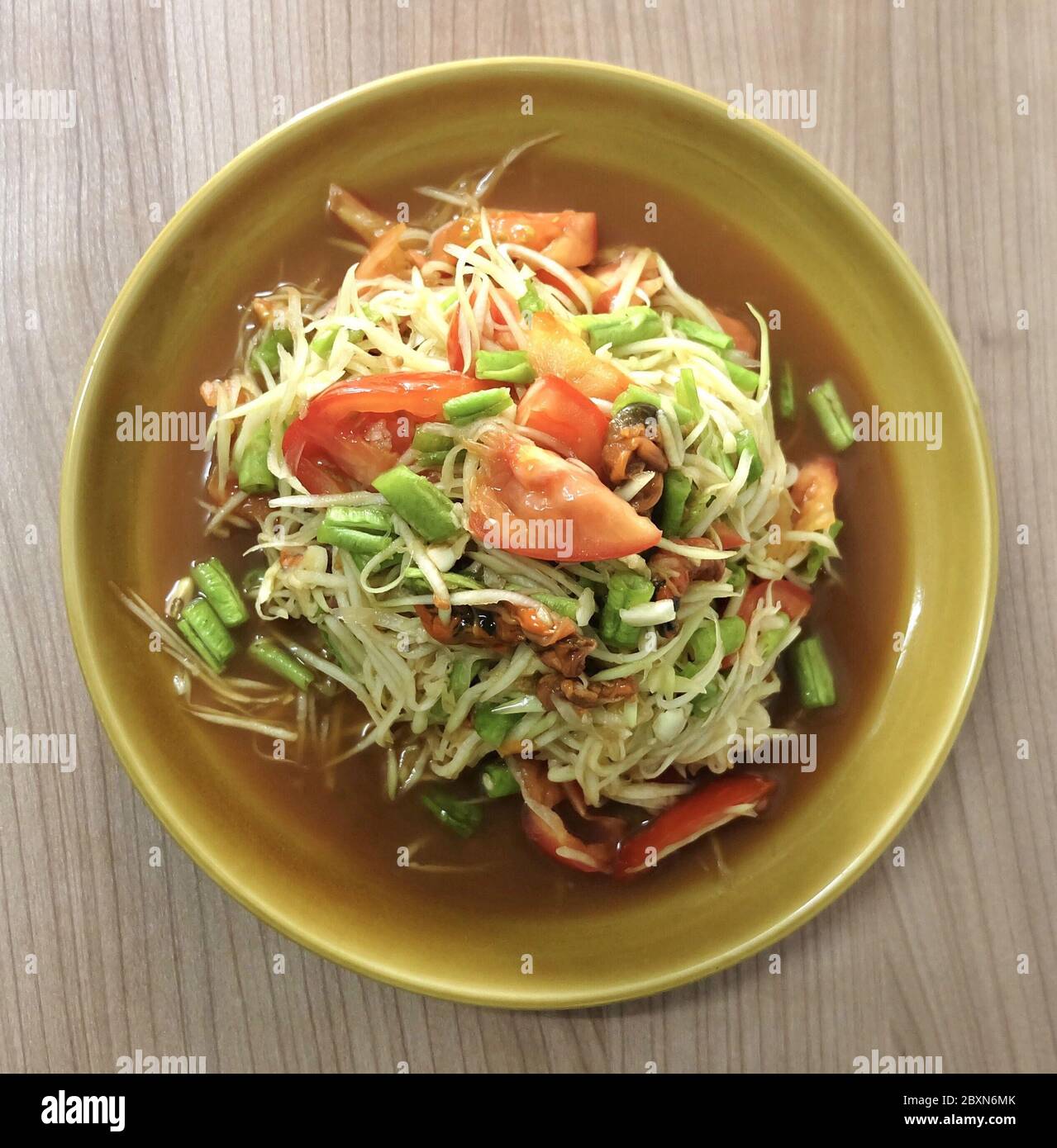Thai Cuisine and Food, Top View of Thai Traditional Som Tam or Green ...