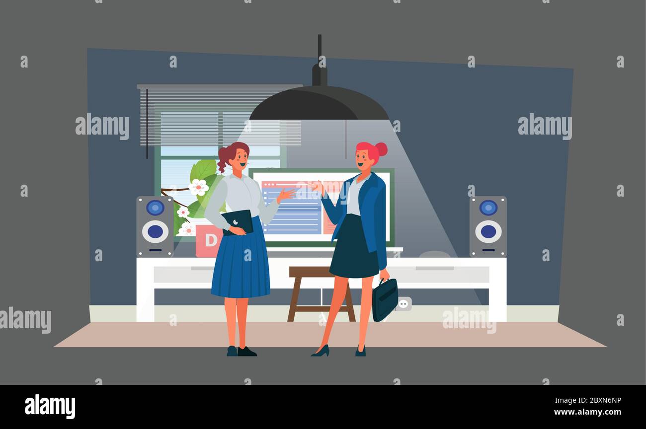 Two women having a meeting Stock Vector Images - Alamy