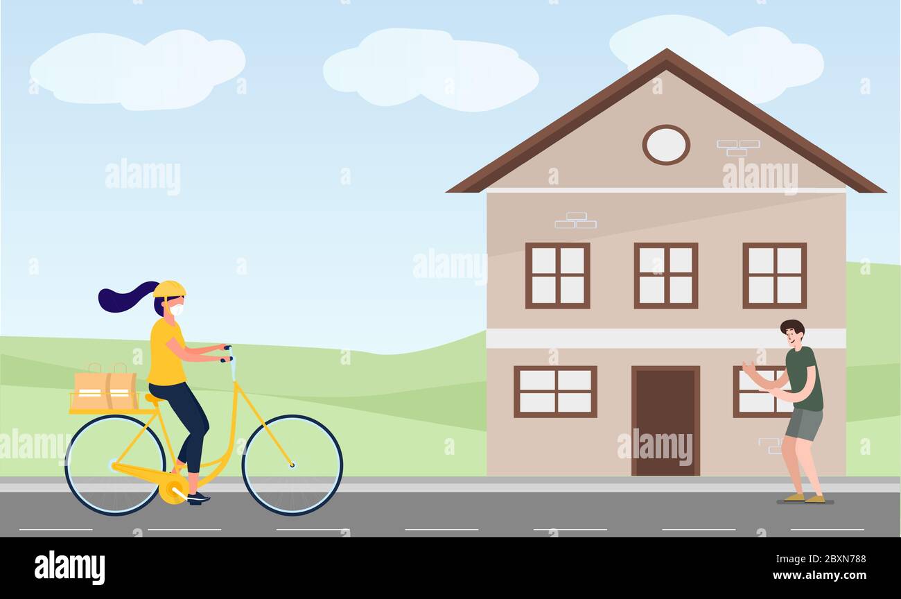 Cycle in front of house Stock Vector Images - Alamy