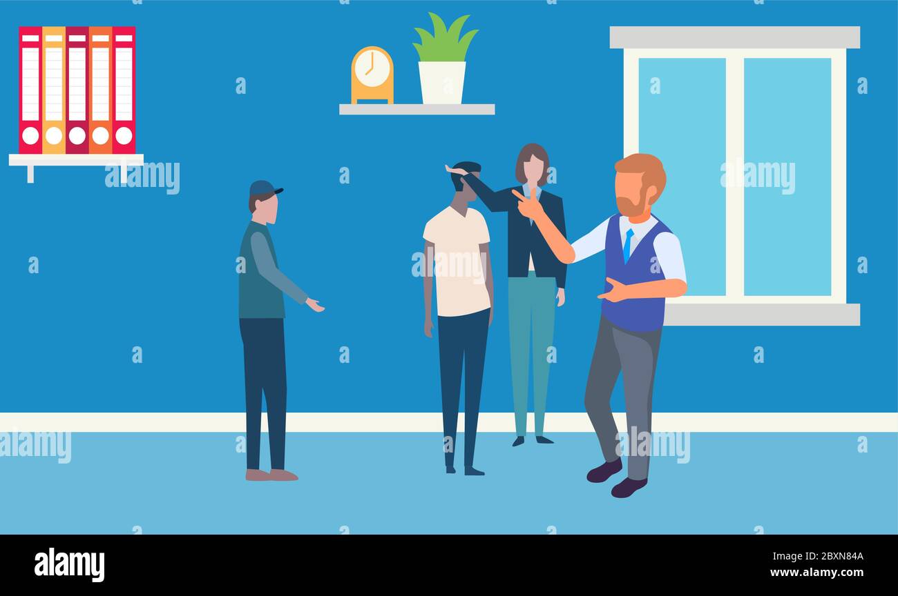 four employees are discussing in office meeting Stock Vector Image ...