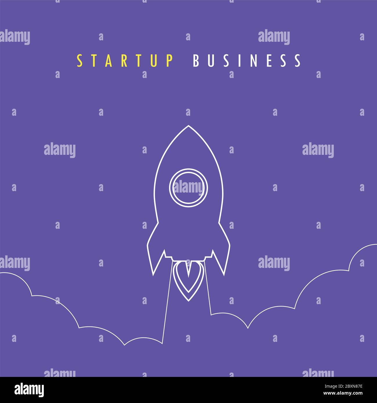 rocket launch start up concept outline drawing vector illustration ...