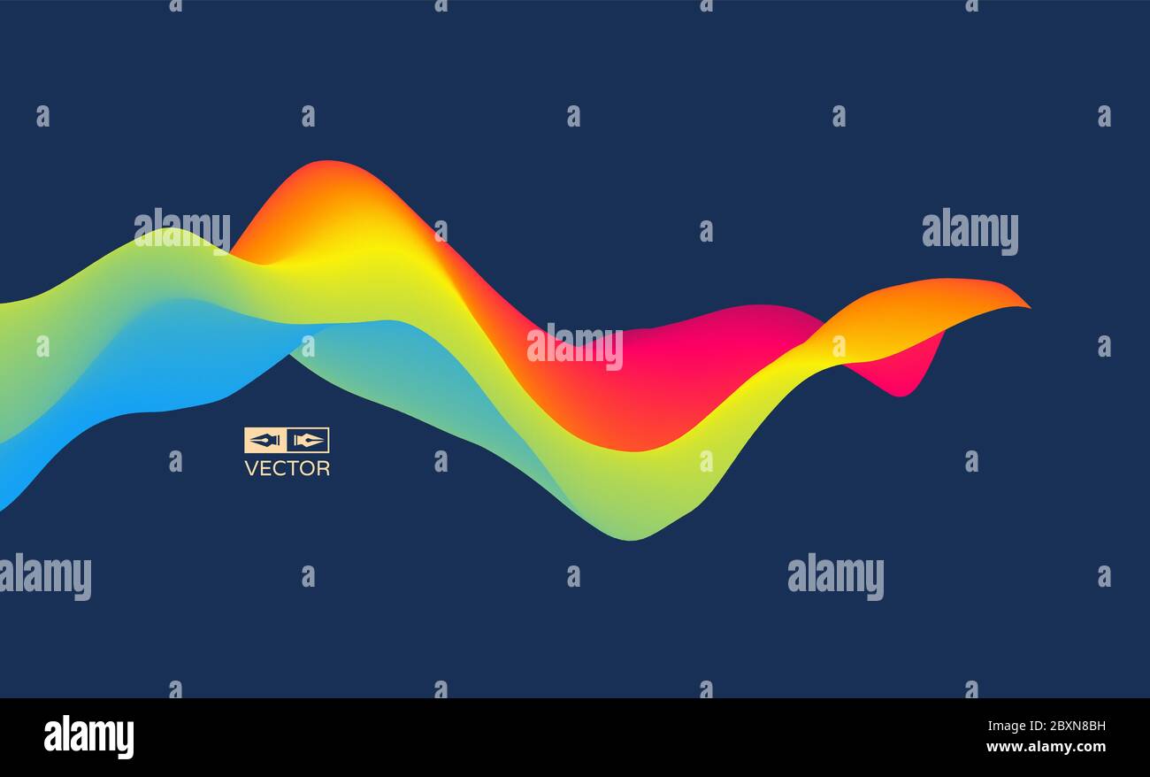 3d wavy background. Dynamic effect. Abstract vector illustration. Design template. Modern ...