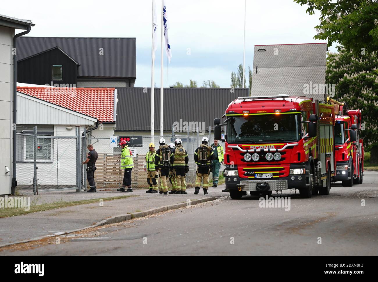 Motala, Sweden 20200606 The rescue service that went on fire alarm ...