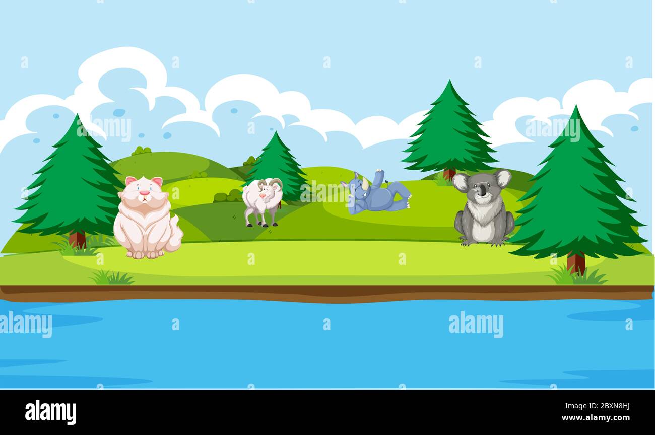 Summer forest scene farm Cut Out Stock Images & Pictures - Alamy