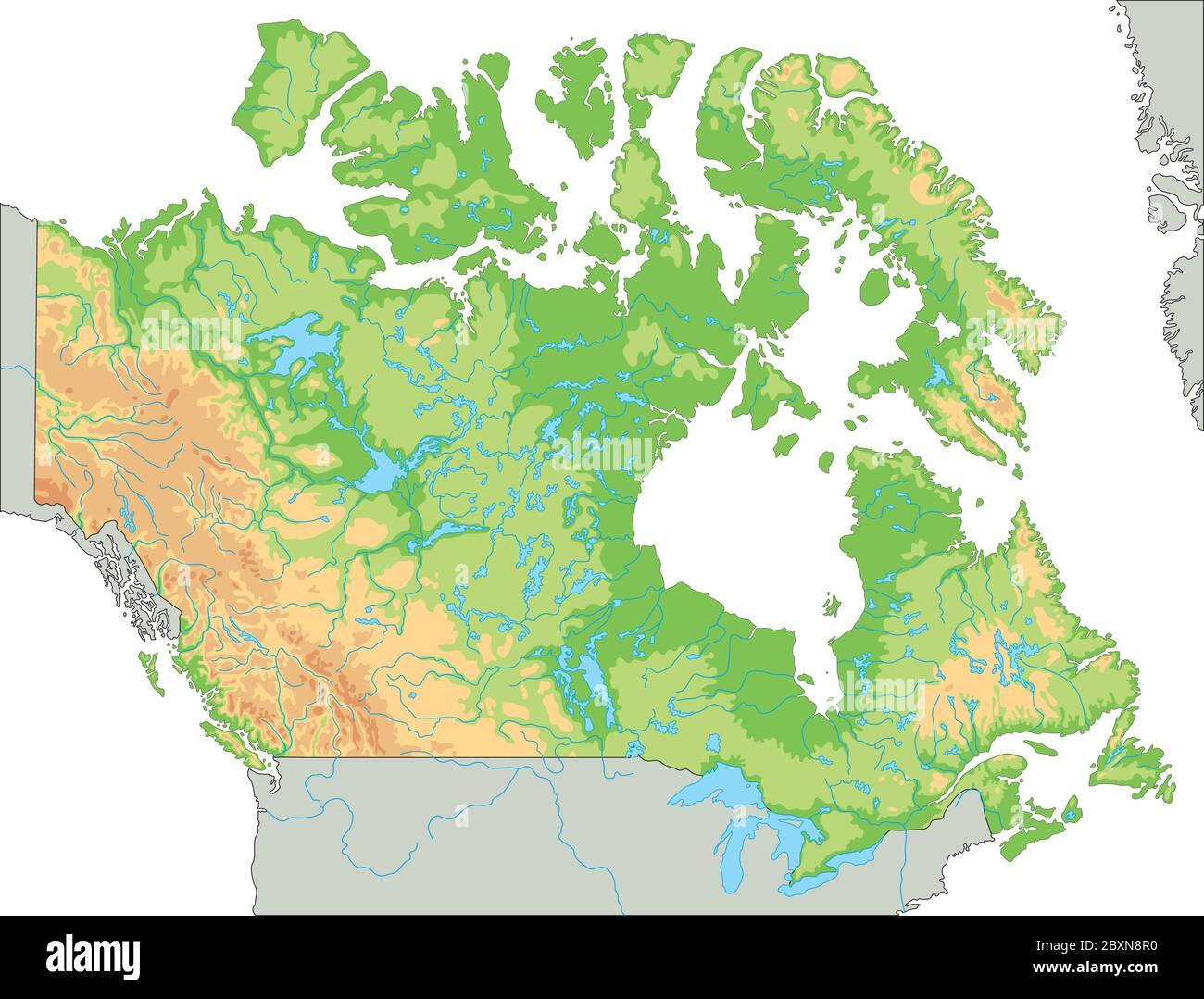Physical Map Of Canada