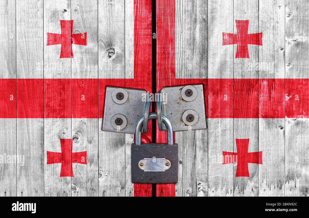 Georgia flag on door with padlock Stock Photo - Alamy