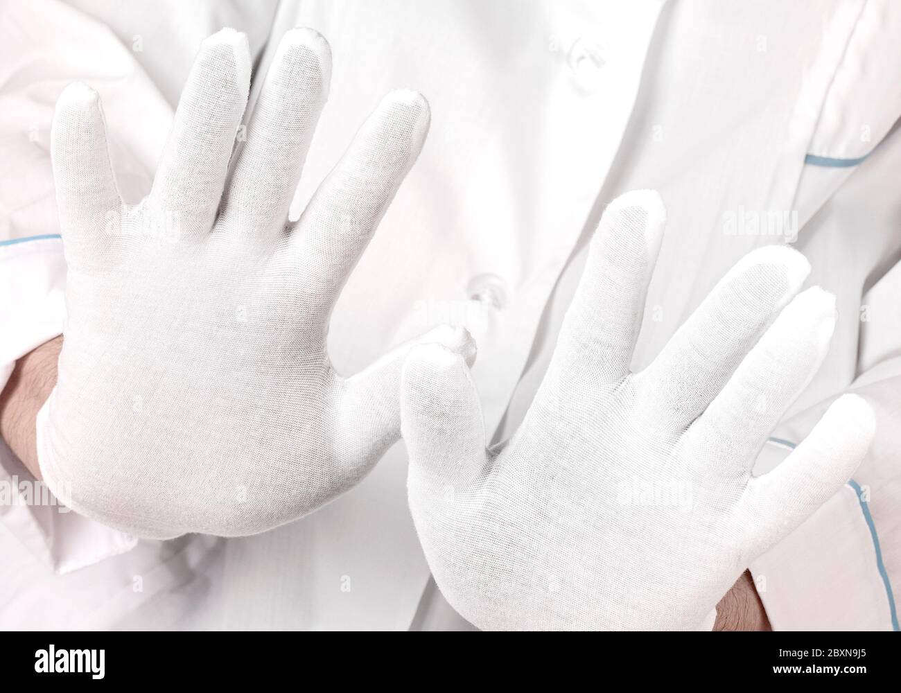 The Doctor hand makes a stop sign. Medical infects stopping concept ...