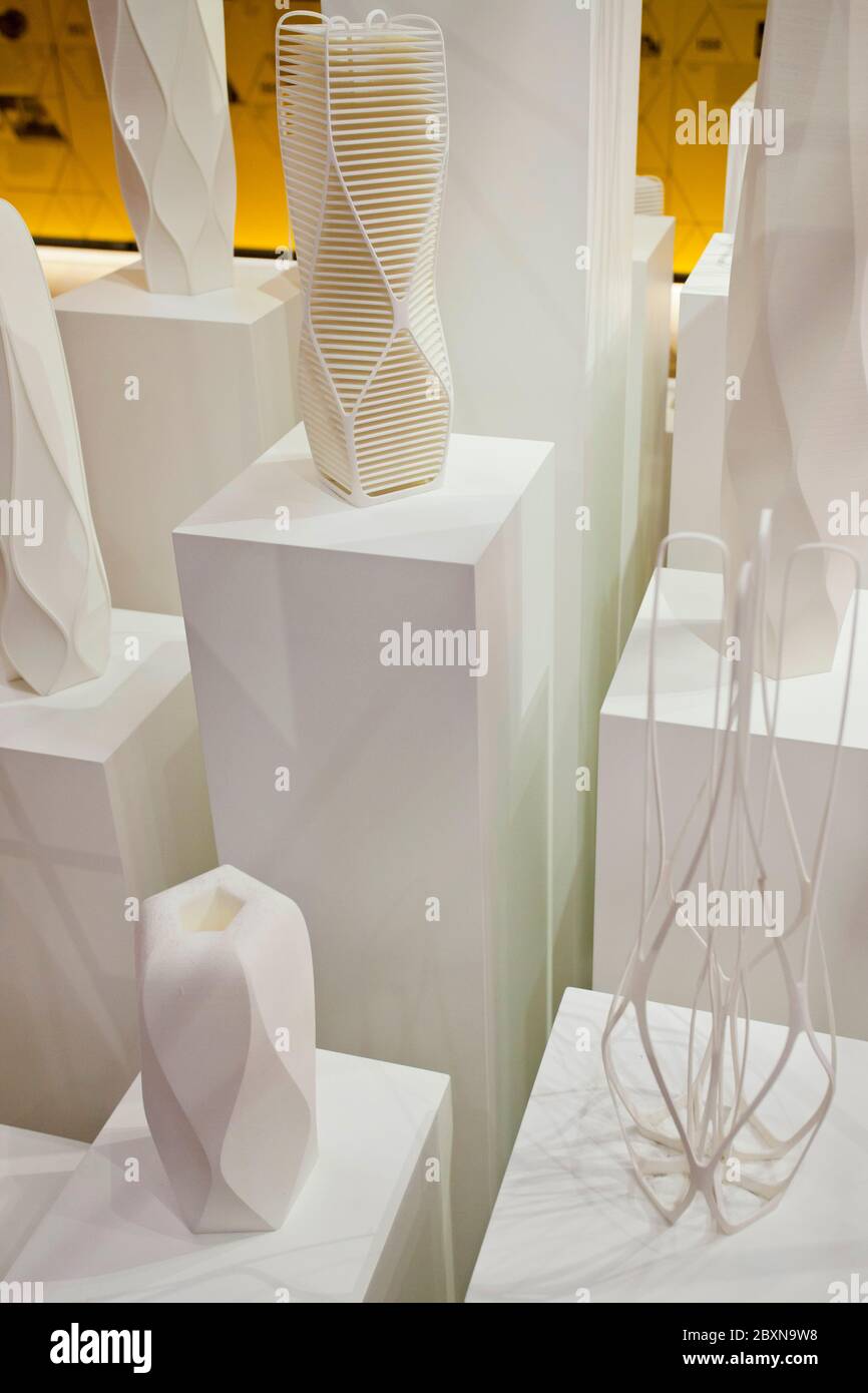 White sculptures, The Design Museum, Kensington, London, United Kingdom ...