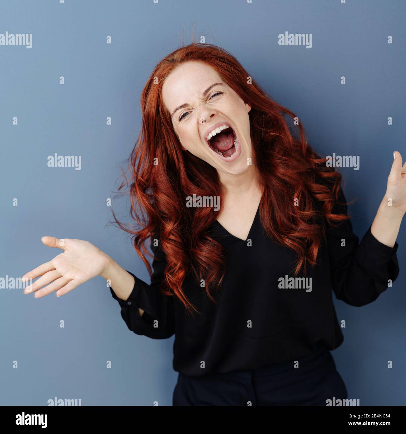 Girl red hair screaming angry hi-res stock photography and images - Alamy