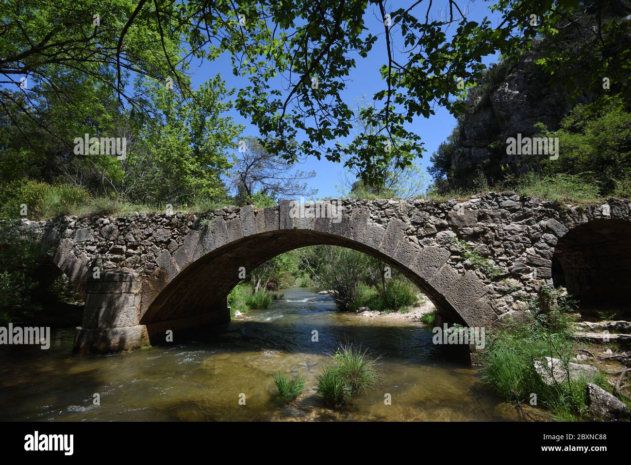 Stone Roman Bridge over Caramy River in Caramy Gorge Tourves Var ...