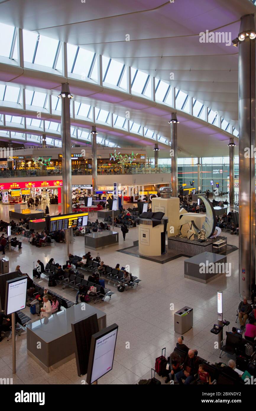 Inside London Heathrow Airport departures terminal, London, UK Stock ...