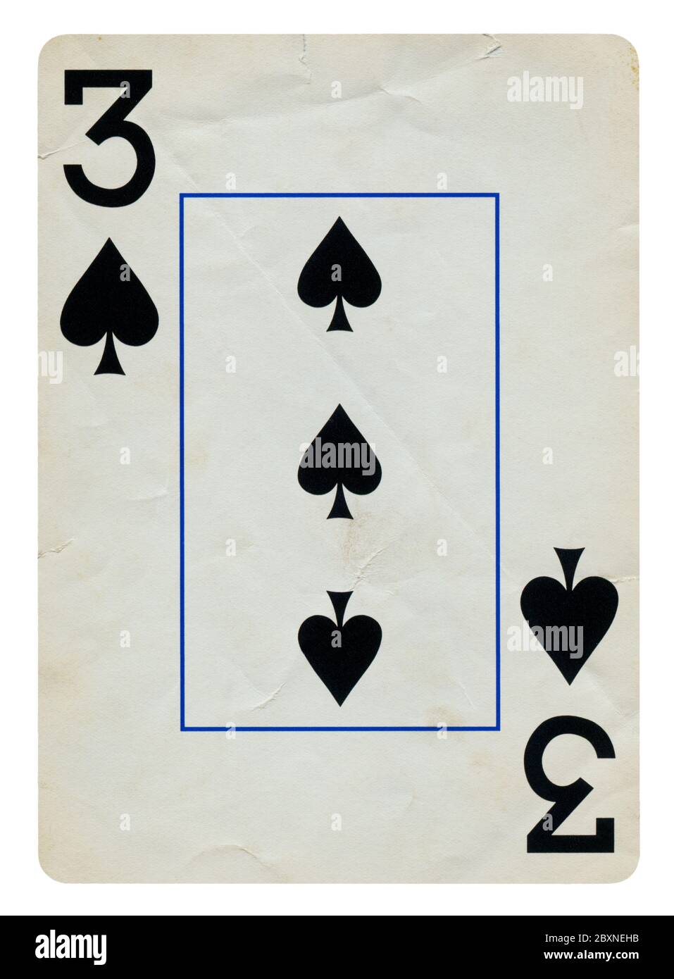 Three of Spades Vintage playing card - isolated on white (clipping path included Stock Photo - Alamy