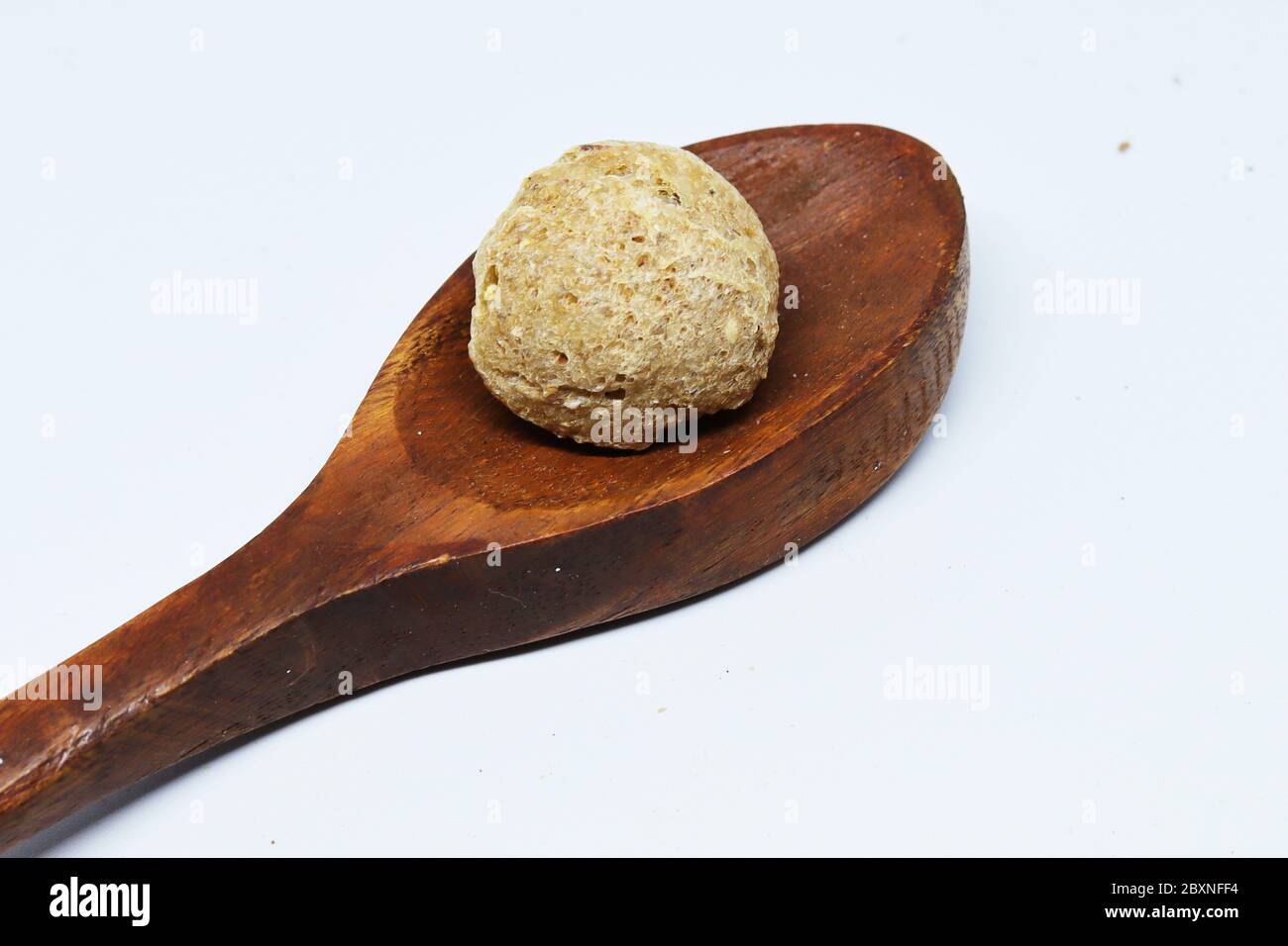 Soya protein chunks used in vegetarian and vegan food, isolated on a ...