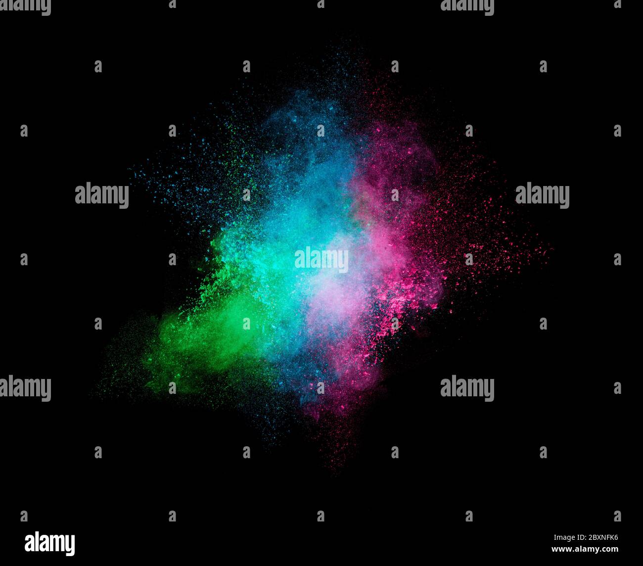 Colorful dust particle explosion resembling a pyrotechnic effect over ...