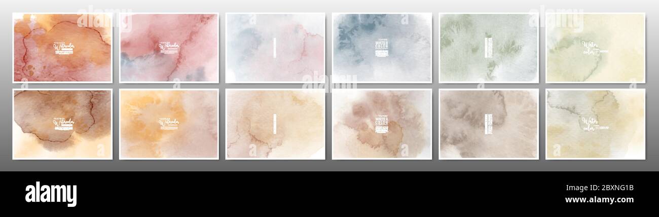 Set of earth tone watercolor background. Stain artistic hand-painted ...
